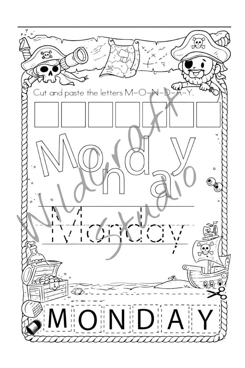 Color & Trace the Days of the Week – Printable Kids Activity Pages - Etsy