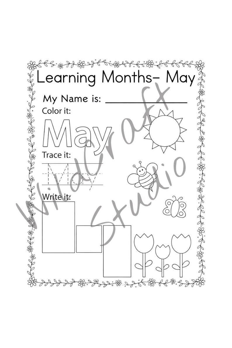Months of the Year Worksheet – Color, Trace & Write (printable PDF) - Etsy