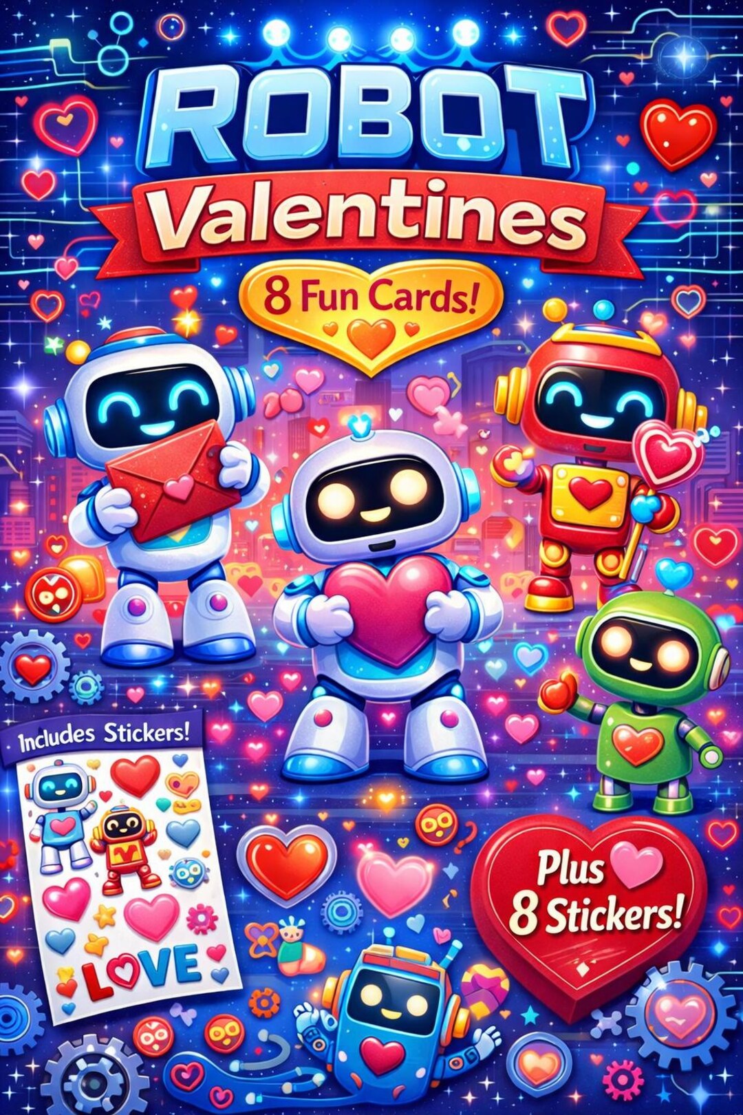 Robot Valentine's Day Cards | Fun Classroom Valentines (instant ...