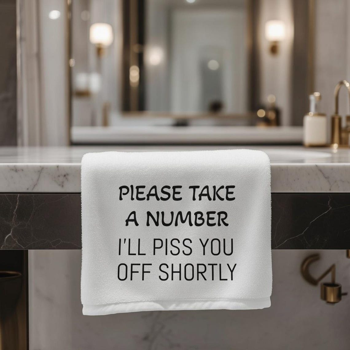 Please Take a Number Hand Towel | Funny Bathroom Linen | Queue Ticket ...
