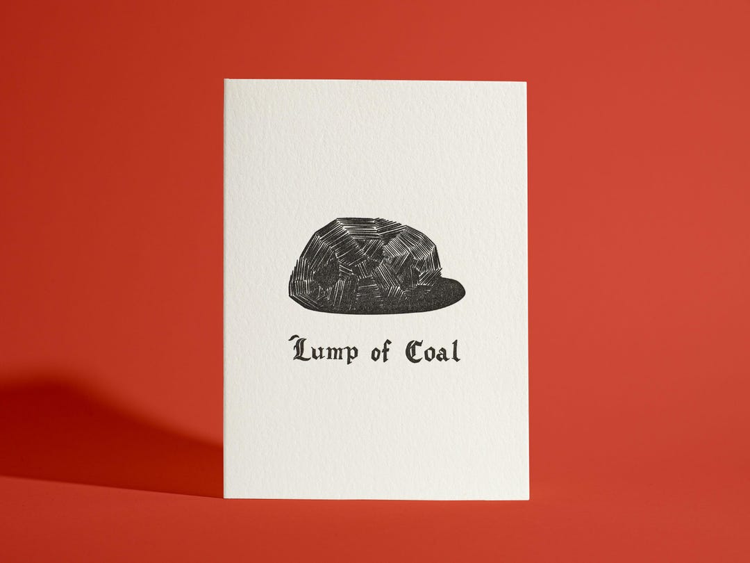Lump of Coal Letterpress Greeting Card - Etsy