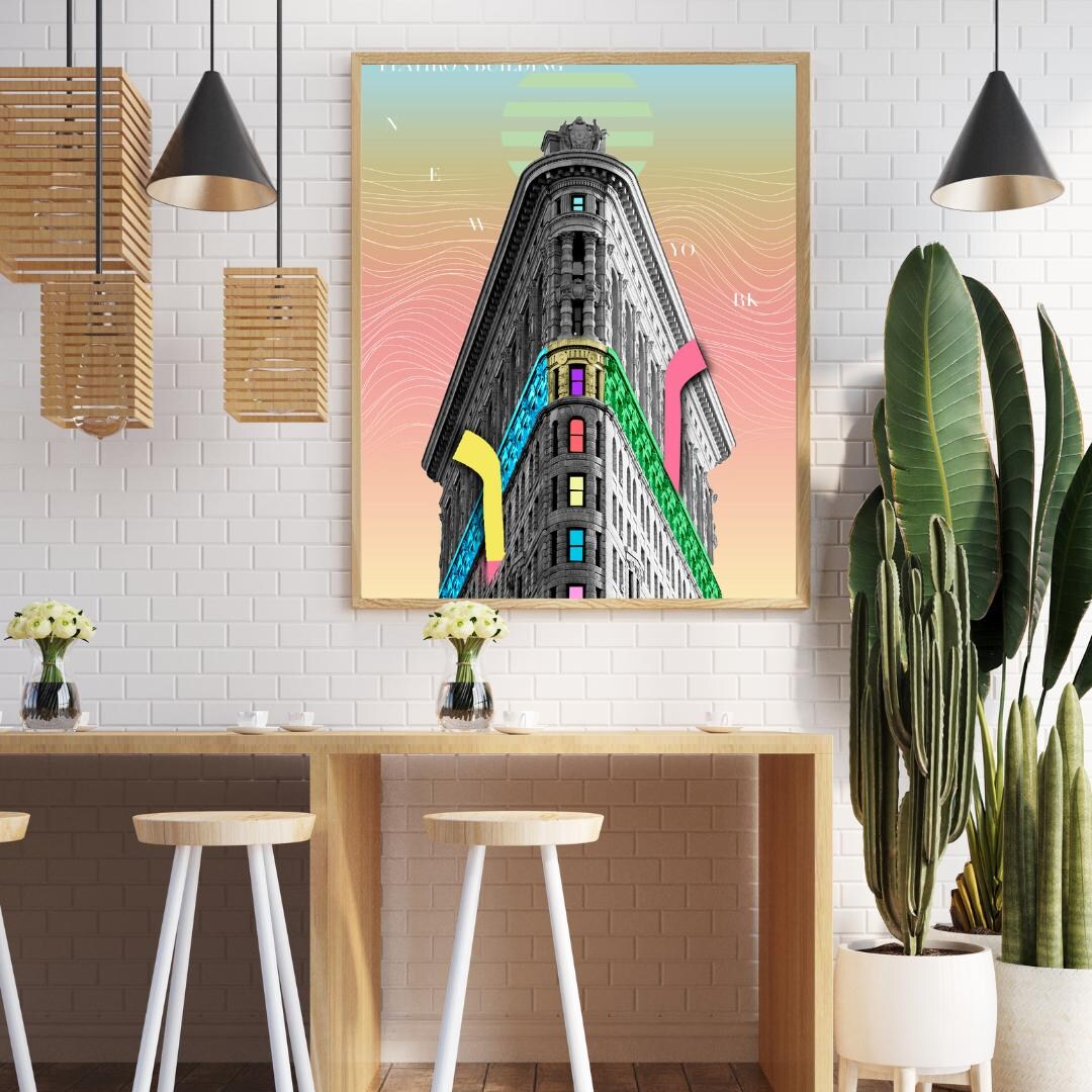 Colorful Flatiron Building Wall Art Print – Modern New York Poster ...