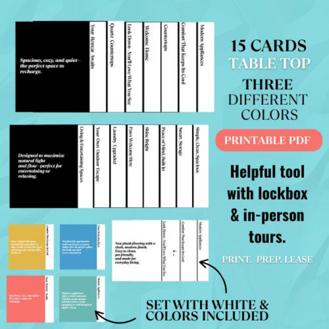 Table Top Leasing Cards | Printable Leasing Signs | Apartment Leasing ...
