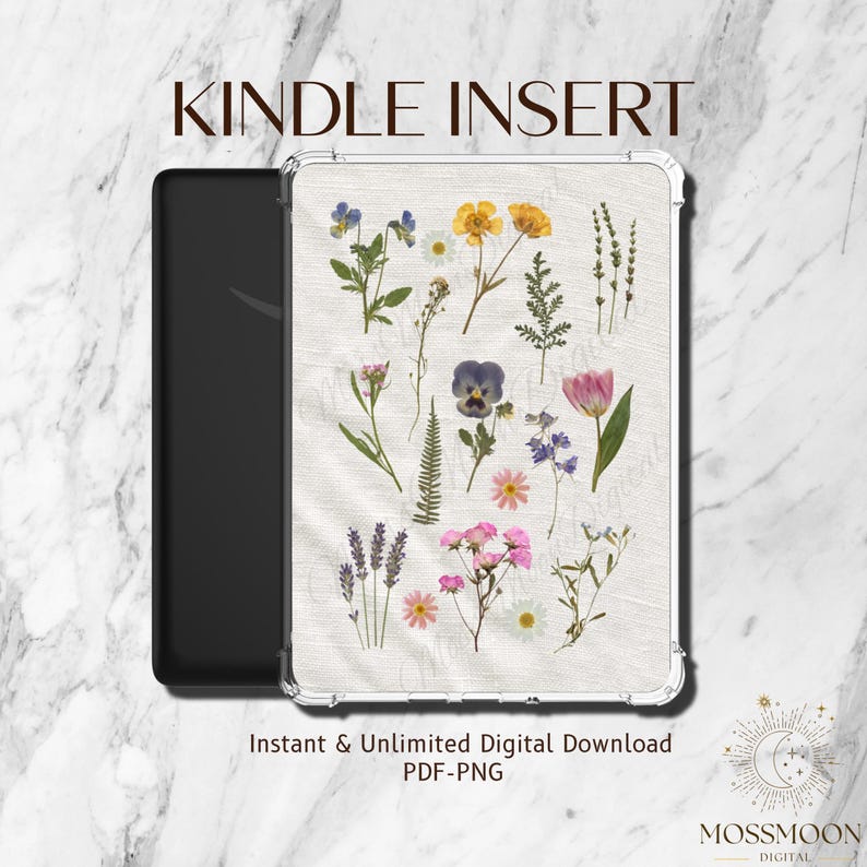 Kindle Insert - Pressed Wildflower- Digital Download- Paperwhite, Basic ...