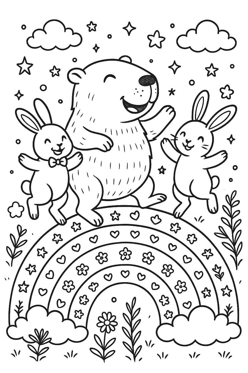 Capybara Coloring Pages | Kids & Adults, Relaxing Animal Art (printable ...