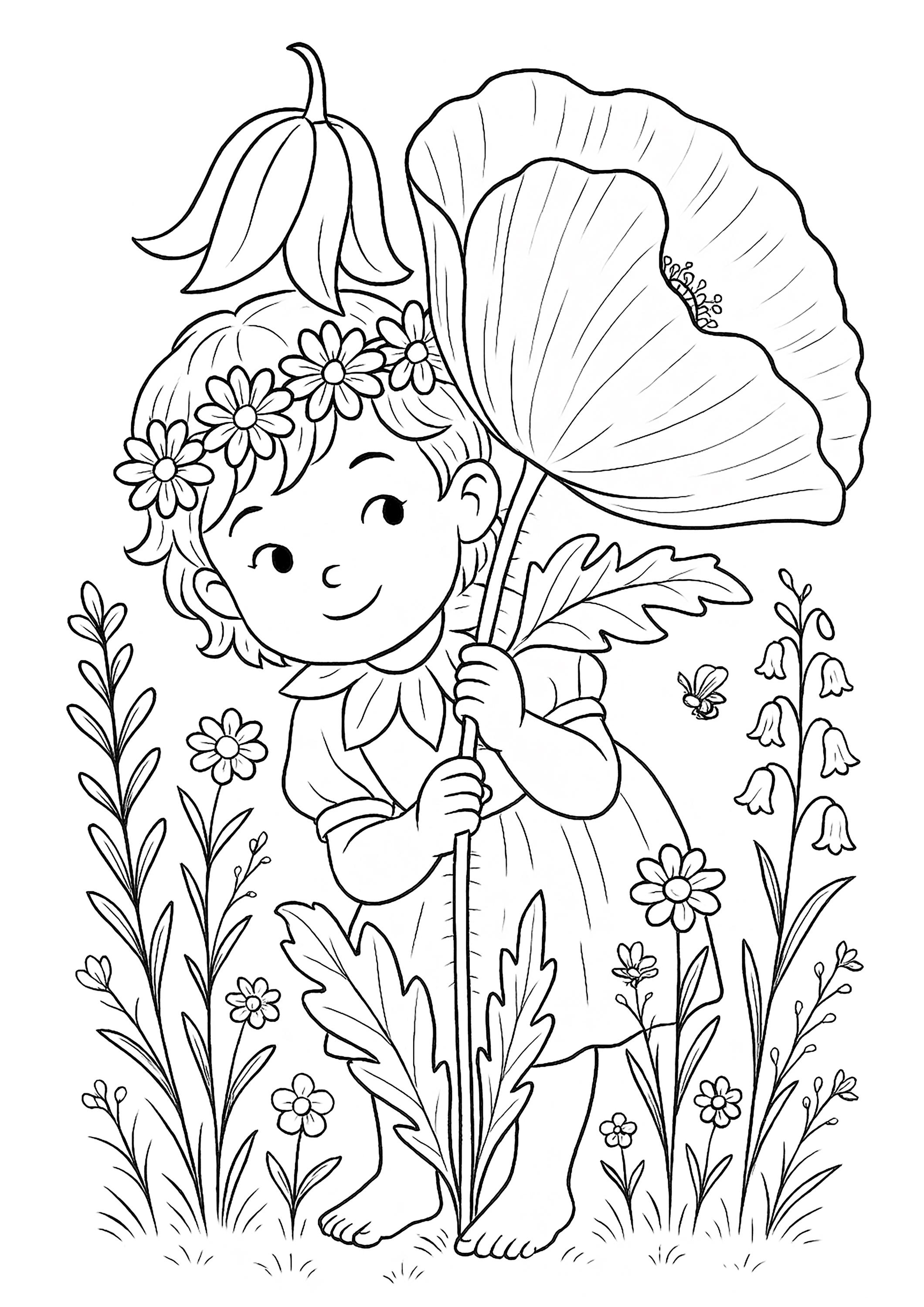 Flower Child Coloring Pages – Nature Fantasy Art, 10 Printable Sheets ...