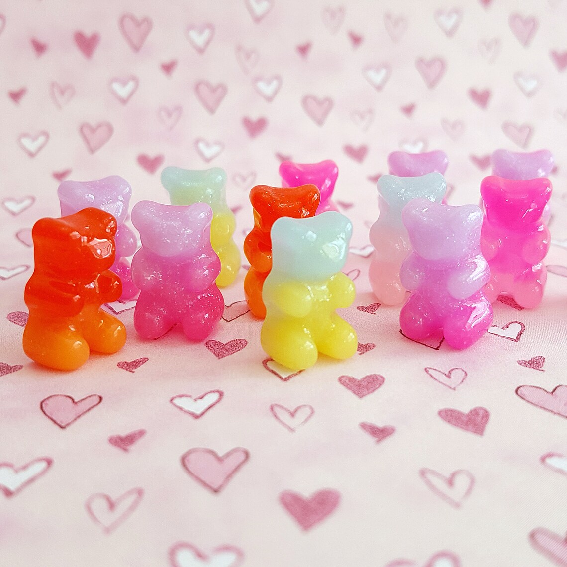 12 Pcs Two Tone Gummy Bear Cabochons/resin Teddy Bears/kids | Etsy