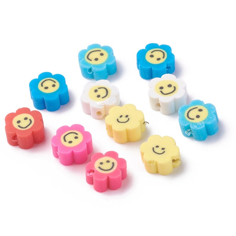 Smiley Daisy Face Beads Polymer Clay Retro Clay Beads Fimo - Etsy
