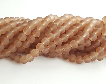 Midnight Blue 8mm Beach Glass Beads, Sea Glass Beads, Matte Finish ...