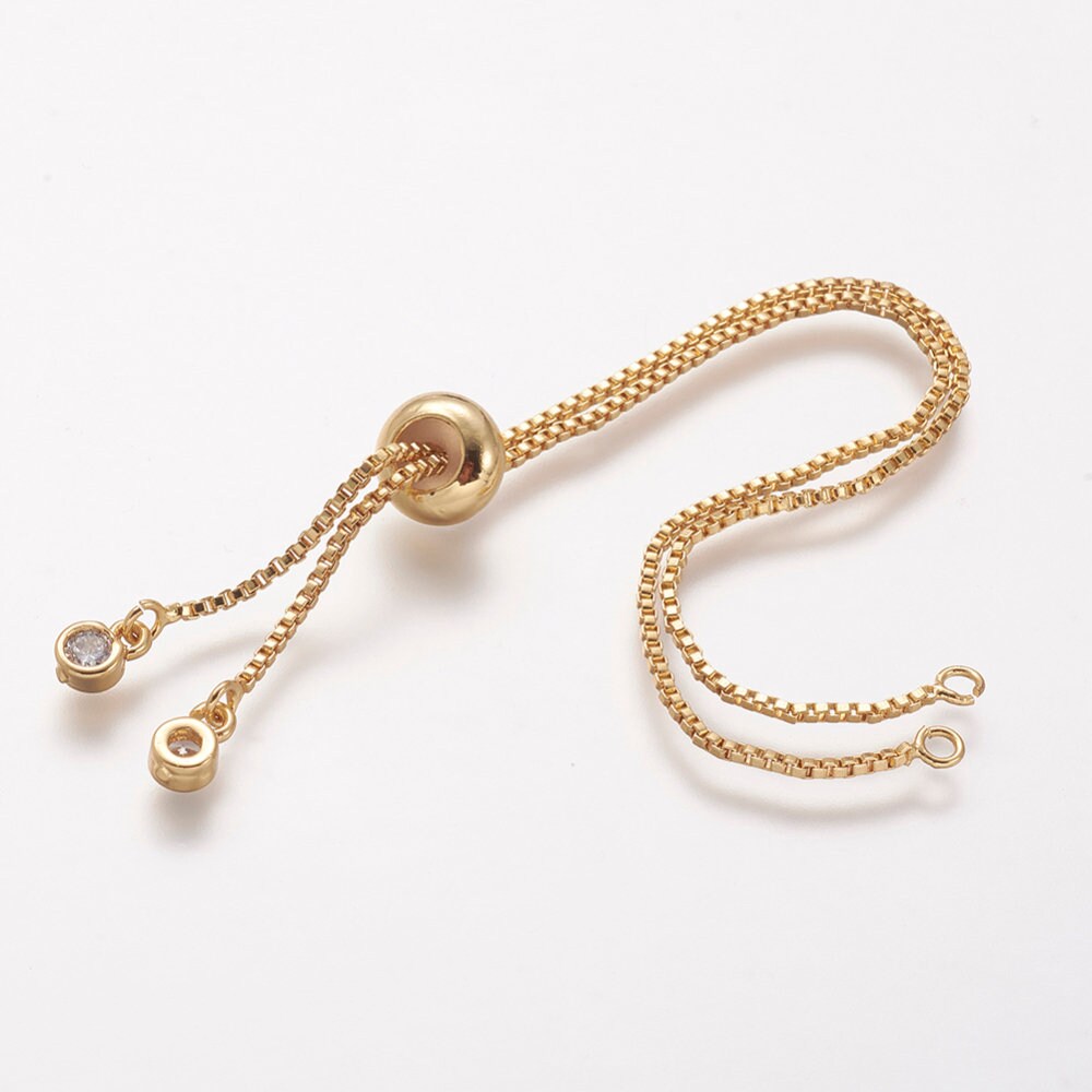 Gold Box Slider Bracelet, Rhinestone Cord Ends, DIY Jewelry Finding - Etsy