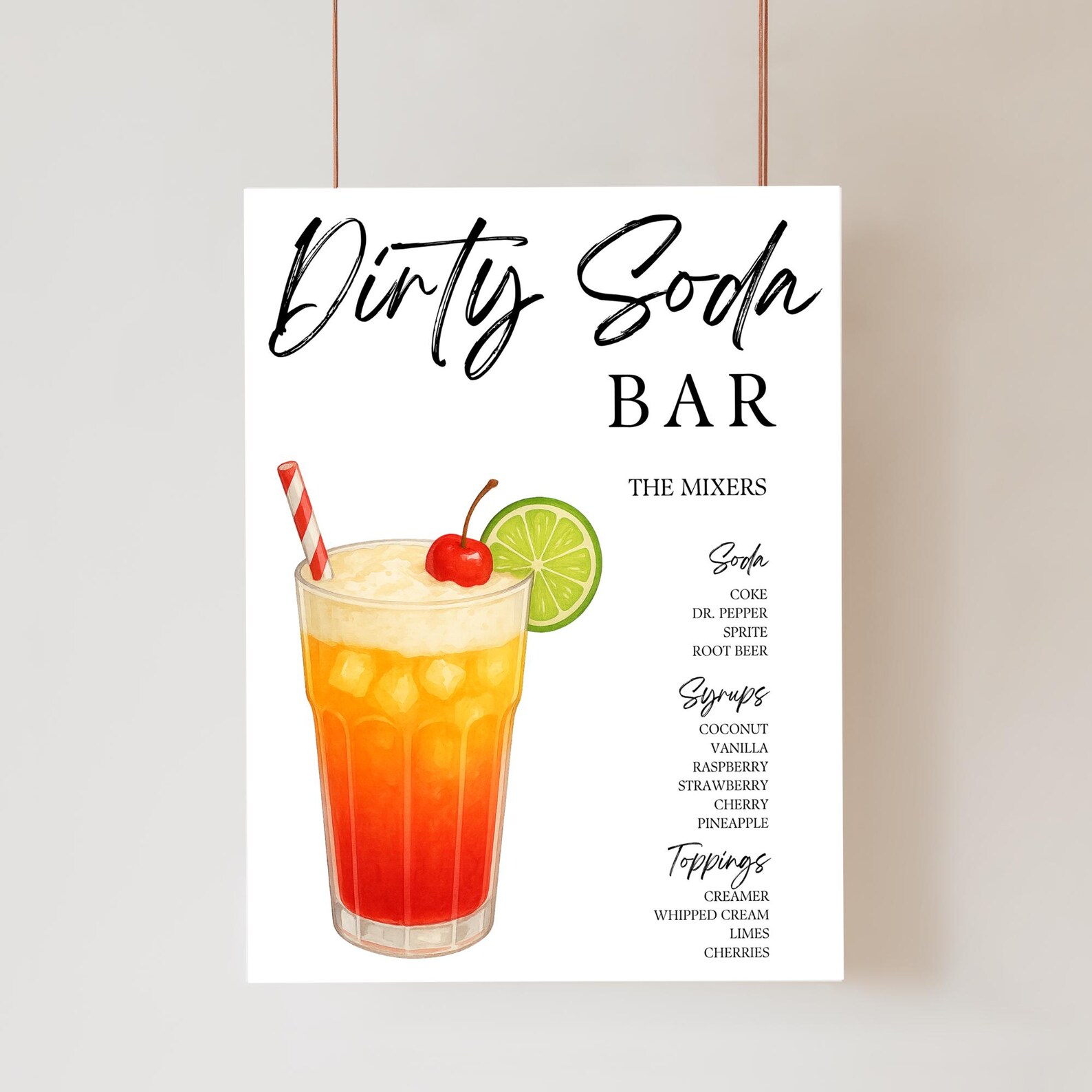 Dirty Soda Bar Sign | Editable Drink Menu Template | Parties ...