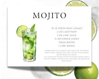 Mojito Recipe Card – Printable Bar Decor or Cocktail Gift - Etsy