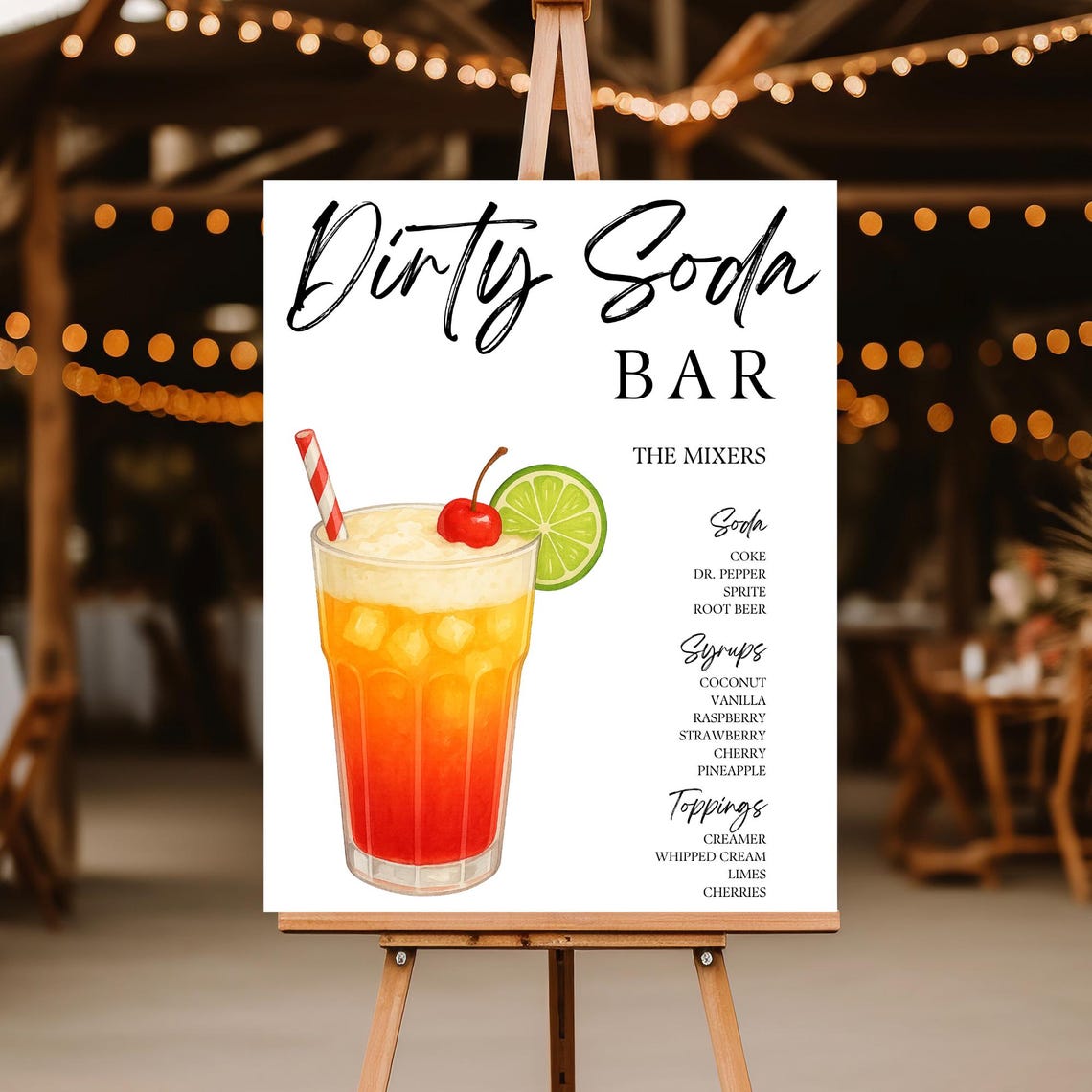 Dirty Soda Bar Sign | Editable Drink Menu Template | Parties ...