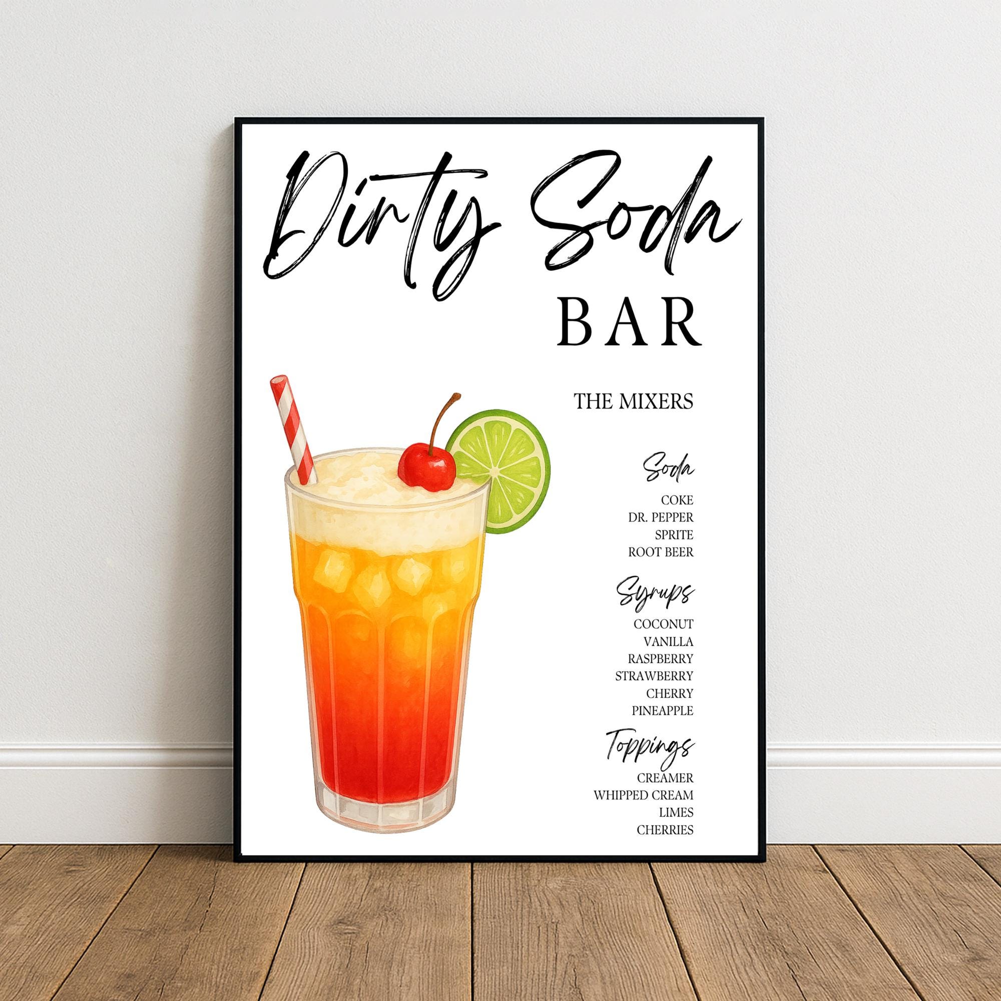 Dirty Soda Bar Sign | Editable Drink Menu Template | Parties ...