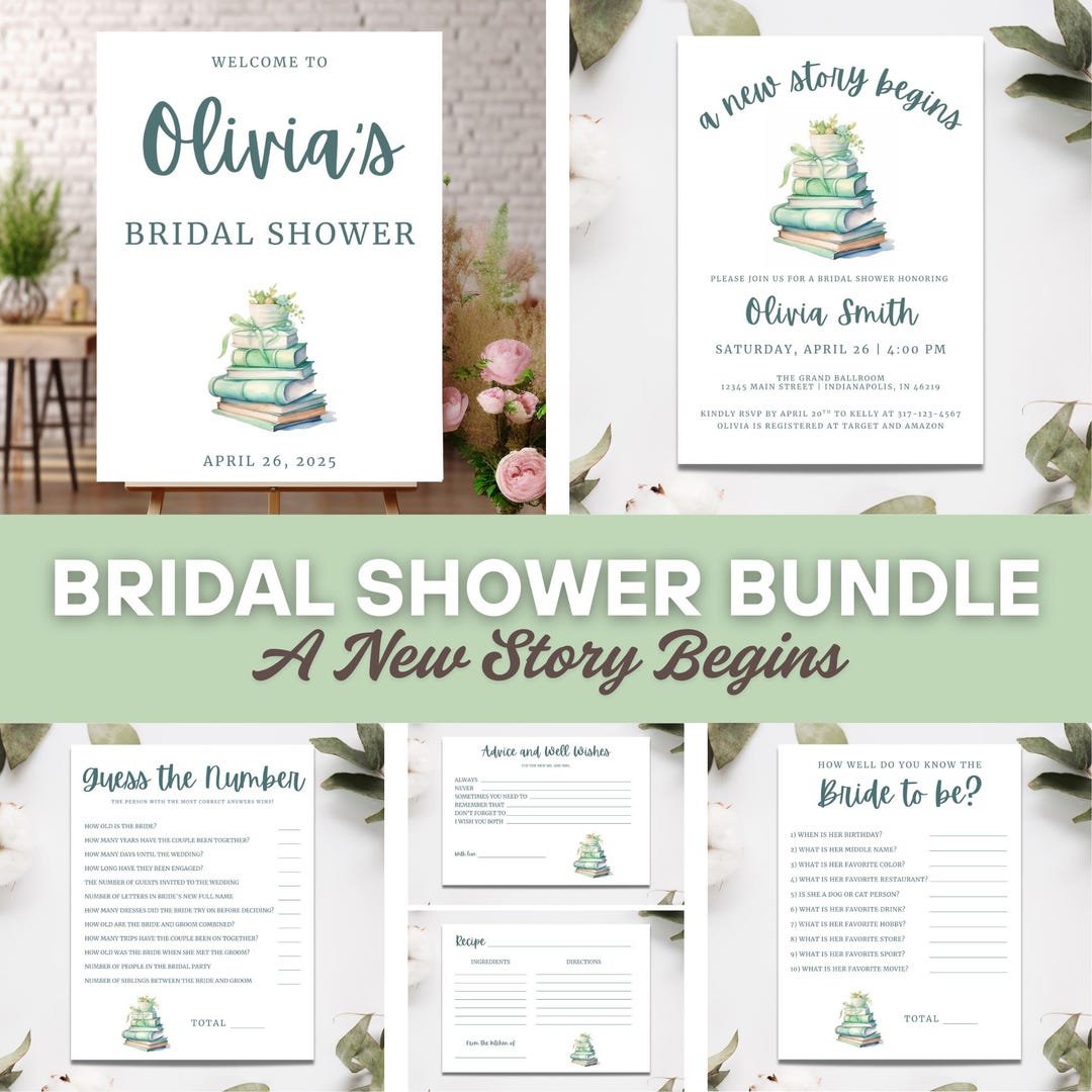 Bridal Shower Bundle | A New Story Begins | FULL SET - Etsy