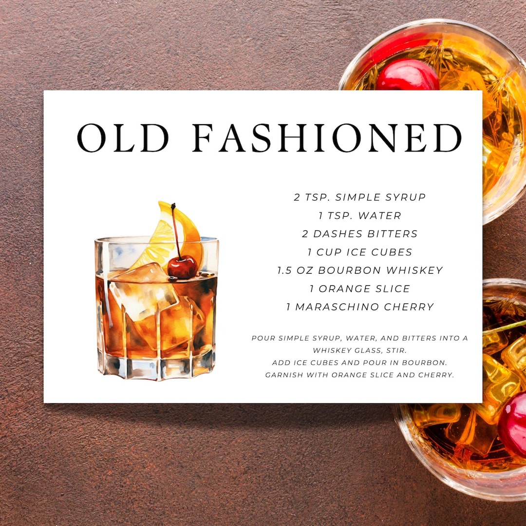 Old Fashioned Recipe Card | 3 Different Sizes Included! - Etsy