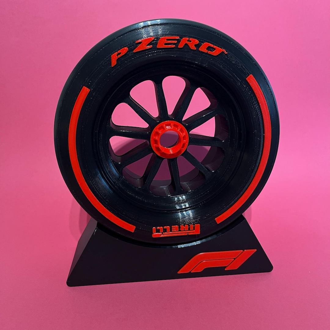 Realistic F1 Tire Replica With Base, 3D Printed Formula 1 Style Wheel ...