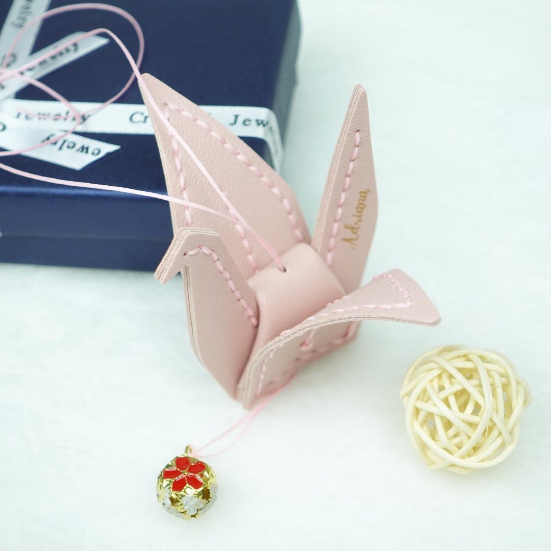 Custom Leather Origami Crane Car Ornament: Hand-stitched, Gift Box - Etsy