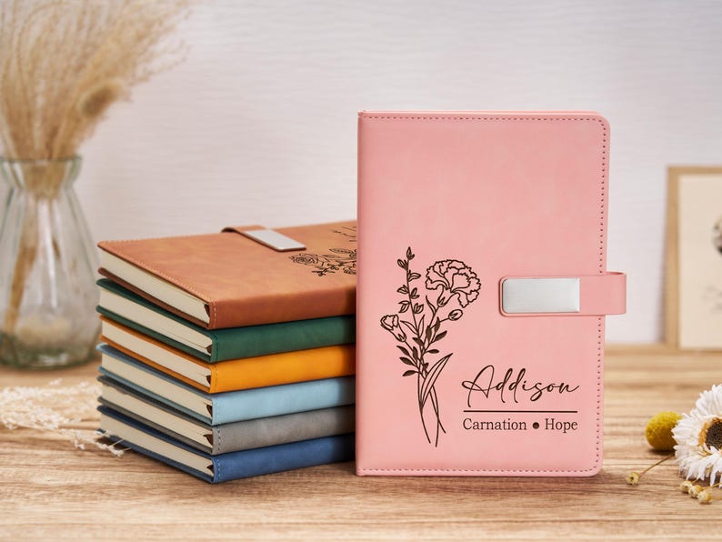 Custom Engraved Notebook With Pen, Personalized Leather Notebook Set ...