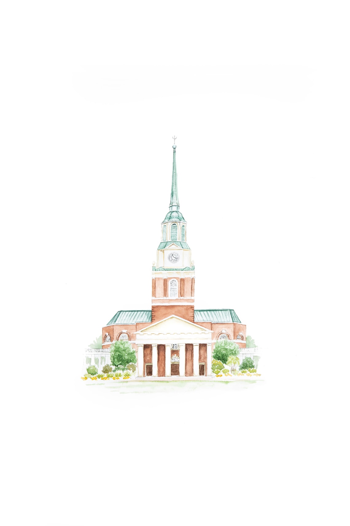 Wait Chapel Wake Forest University Watercolor Watercolor | Etsy