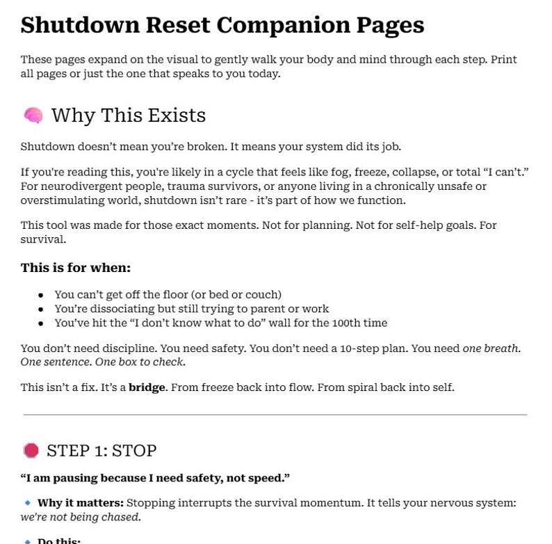 Shutdown Reset Kit • Printable Nervous System Tool for Burnout ...