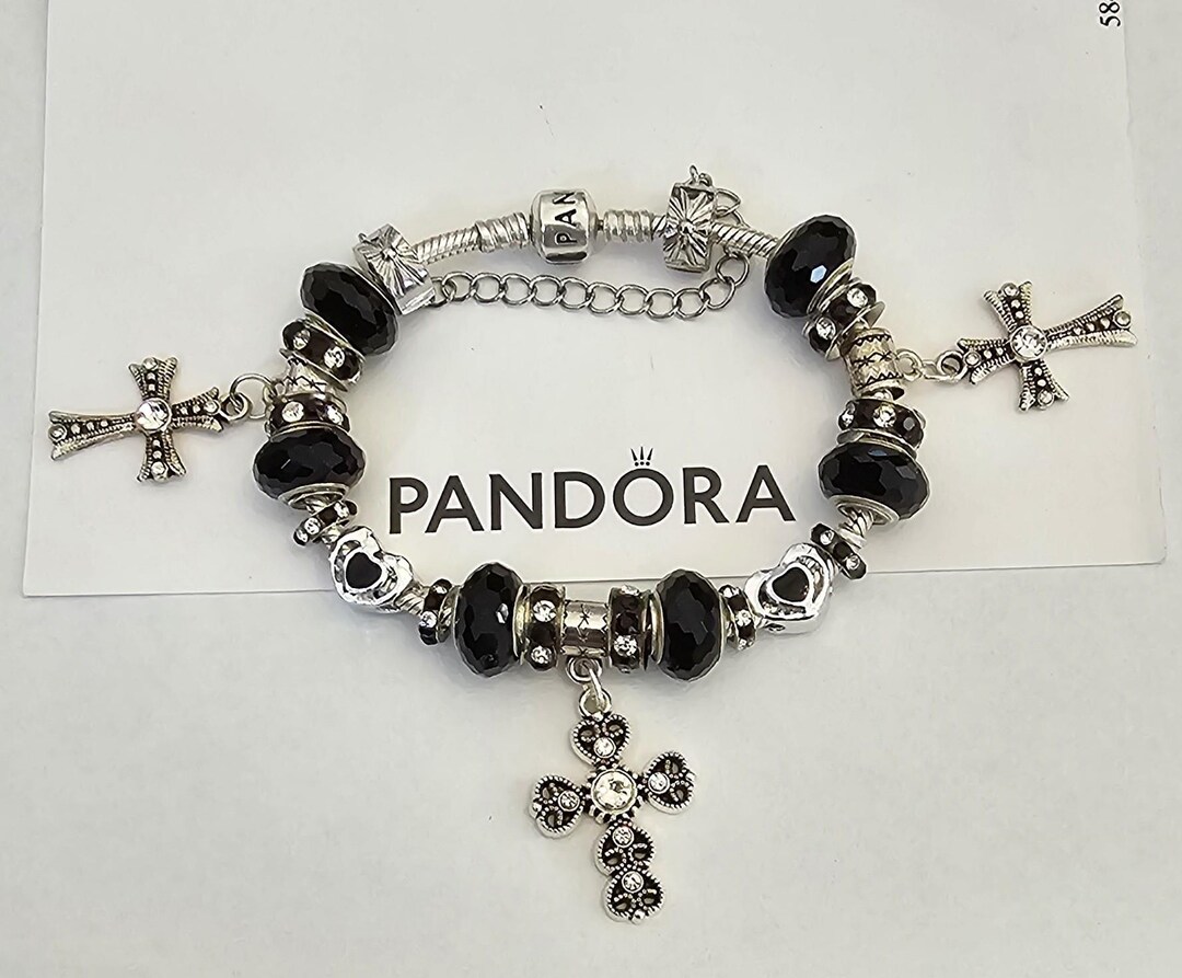 Classic Cross in Black and White - Authentic Pandora Bracelet W/receipt ...