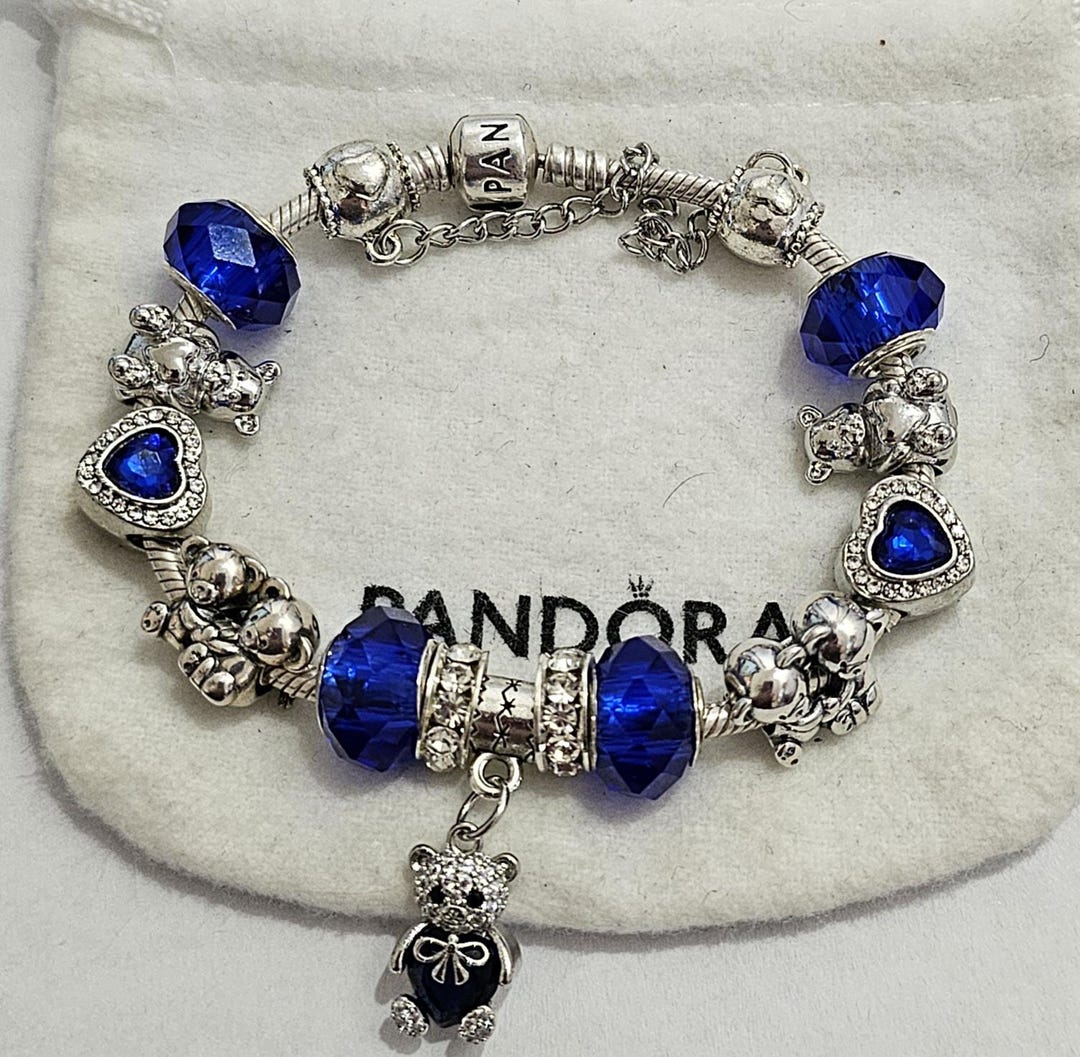 Beautiful in Blue Hearts Bears - Authentic Pandora Bracelet . - Etsy