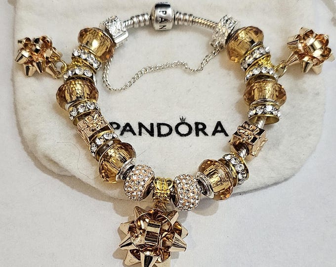 Golden Bows and Boxes - Authentic Pandora Bracelet - Etsy