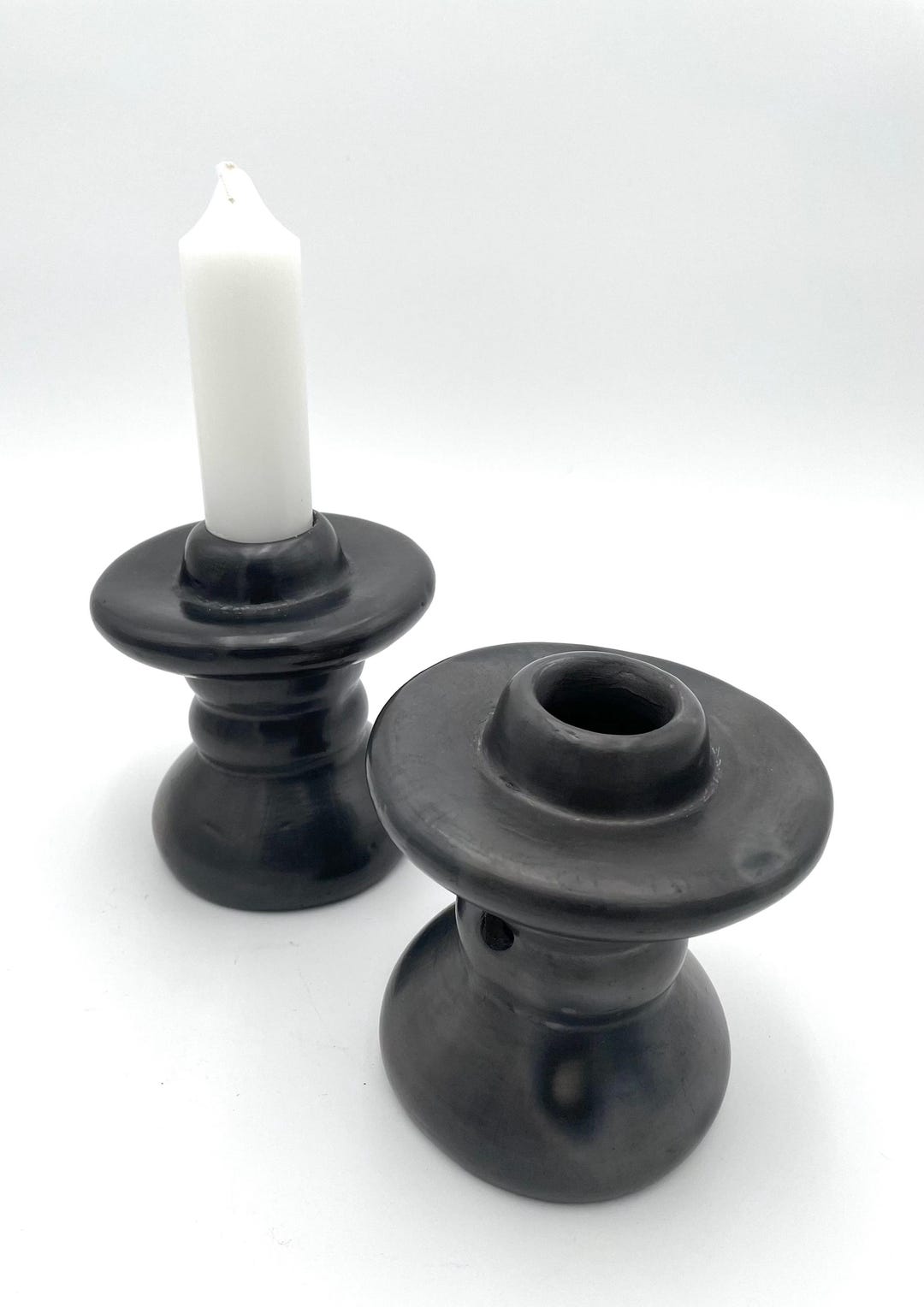 Black Clay Candlestick – Handmade Barro Negro Candle Holder From Oaxaca ...