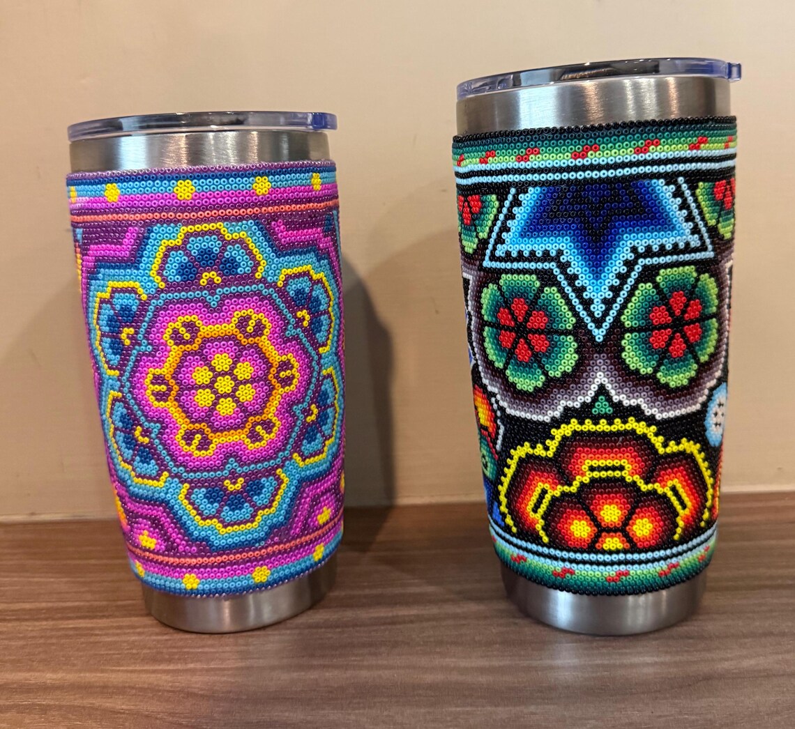 Personalized YETI With Huichol Art | Handcrafted Mexican Beaded Tumbler ...