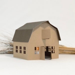DIY Mini Barn Paper Craft. Printable and SVG Christmas Home Decor ...