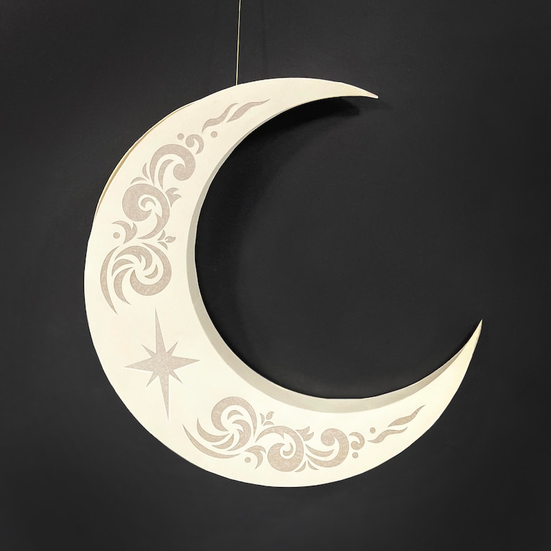 Crescent Moon Paper Craft, Boho Home Decor (printable PDF, SVG) - Etsy