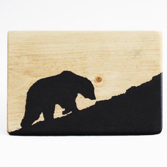 Bear Silhouette Wood Wall Decor Sign. This Rustic Feel Wall - Etsy