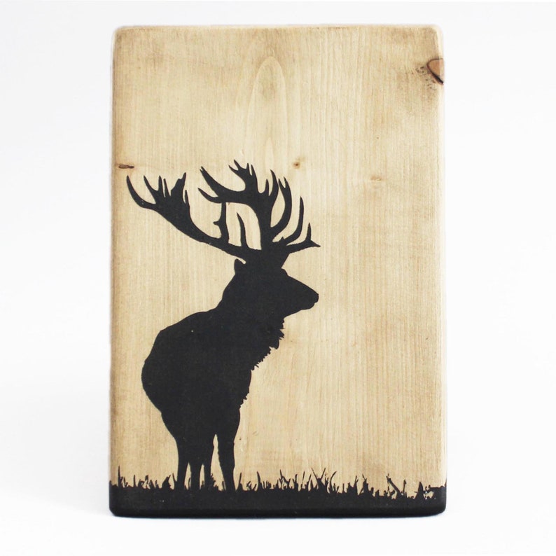 Elk Silhouette Wood Wall Decor. the Rustic Look is Perfect - Etsy