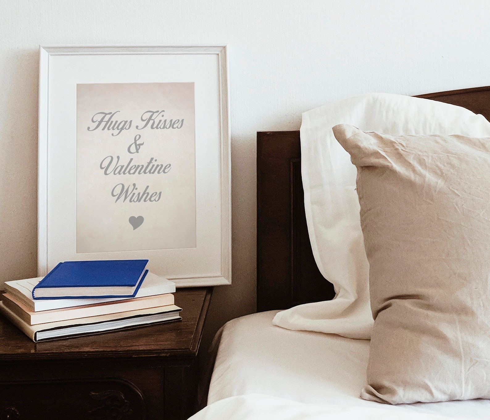 Printable Hugs Kisses and Valentine Wishes Sign. Beautifully | Etsy