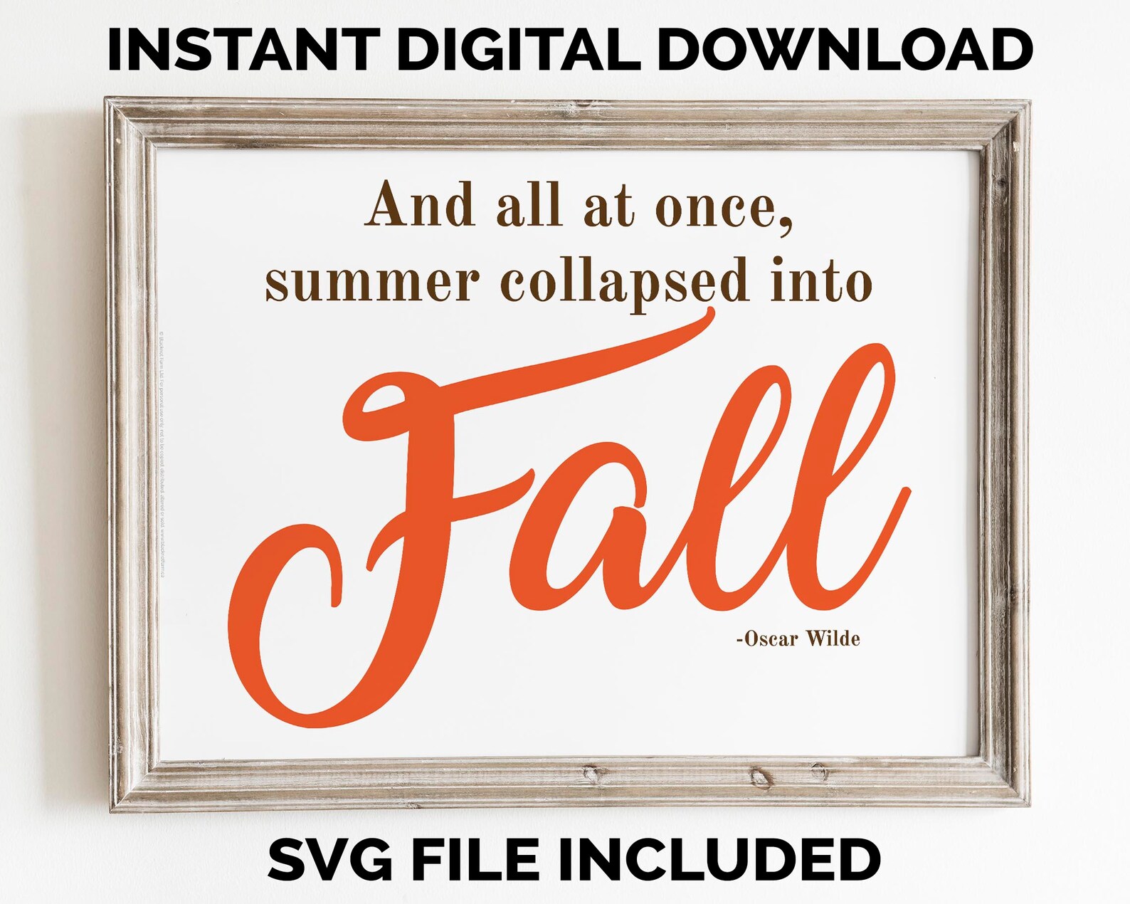 And All at Once Summer Collapsed Into Fall Printable Quote - Etsy