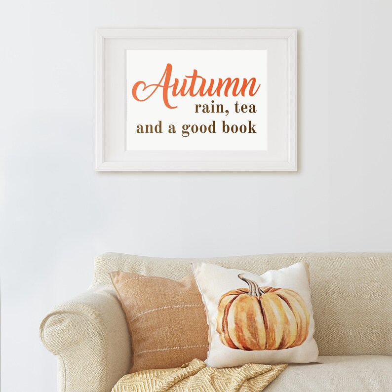 Autumn Rain Tea and a Good Book. Fall Home Decor Printable - Etsy