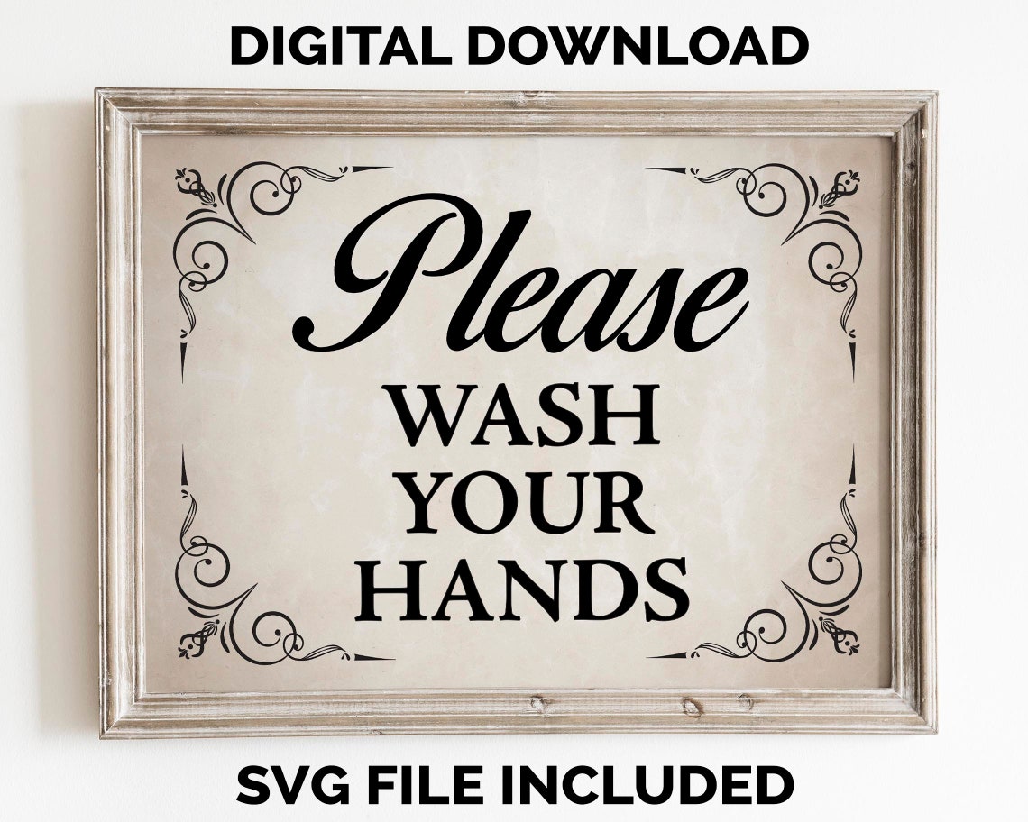 Printable Bathroom Sign. SVG. Please Wash Your Hands. - Etsy Canada