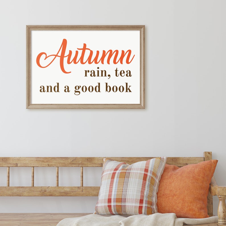 Autumn Rain Tea and a Good Book. Fall Home Decor Printable - Etsy