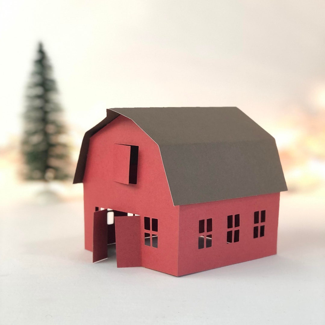 DIY Mini Barn Paper Craft: Printable Christmas Village Ornament ...