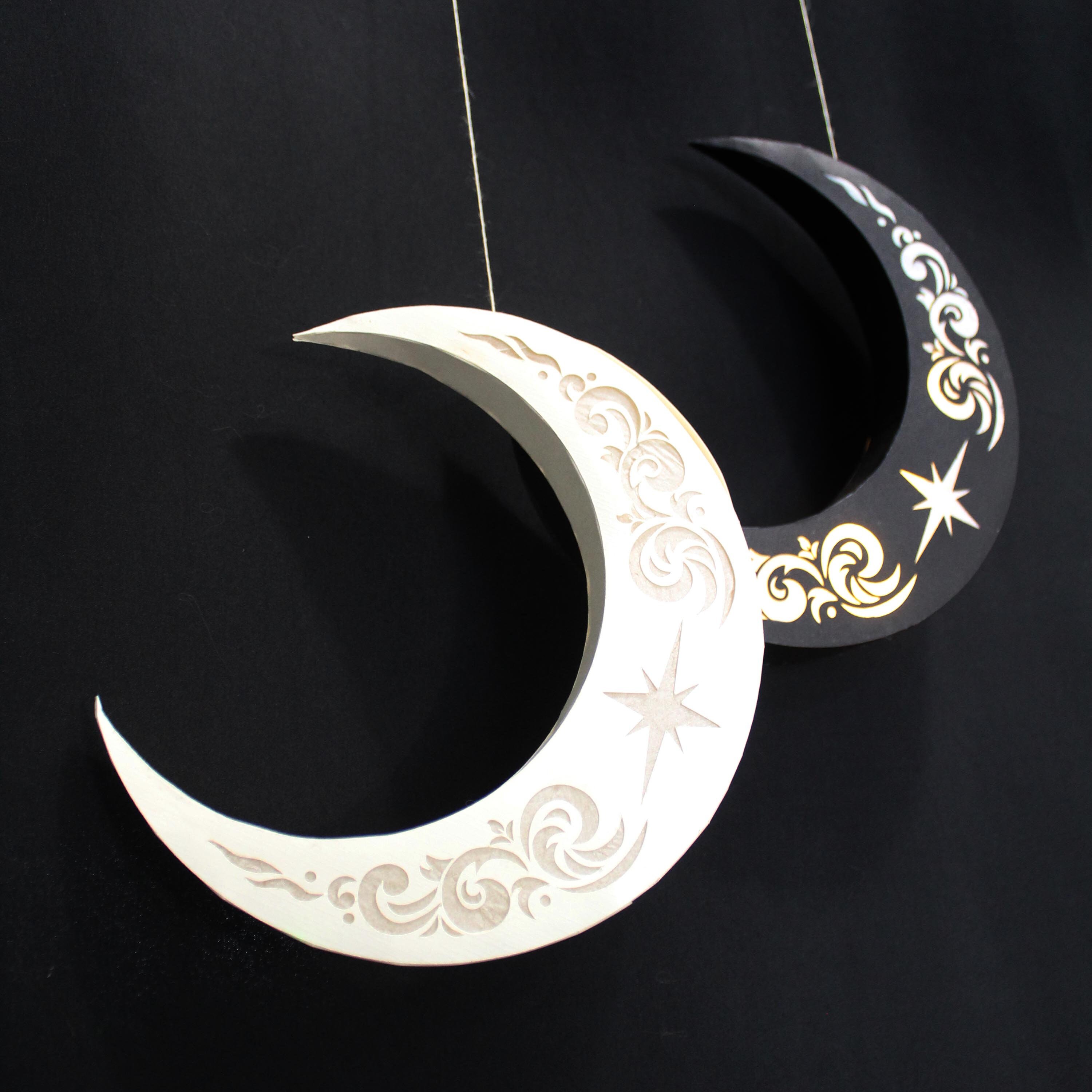 Crescent Moon Paper Craft, Boho Home Decor (printable PDF, SVG) - Etsy