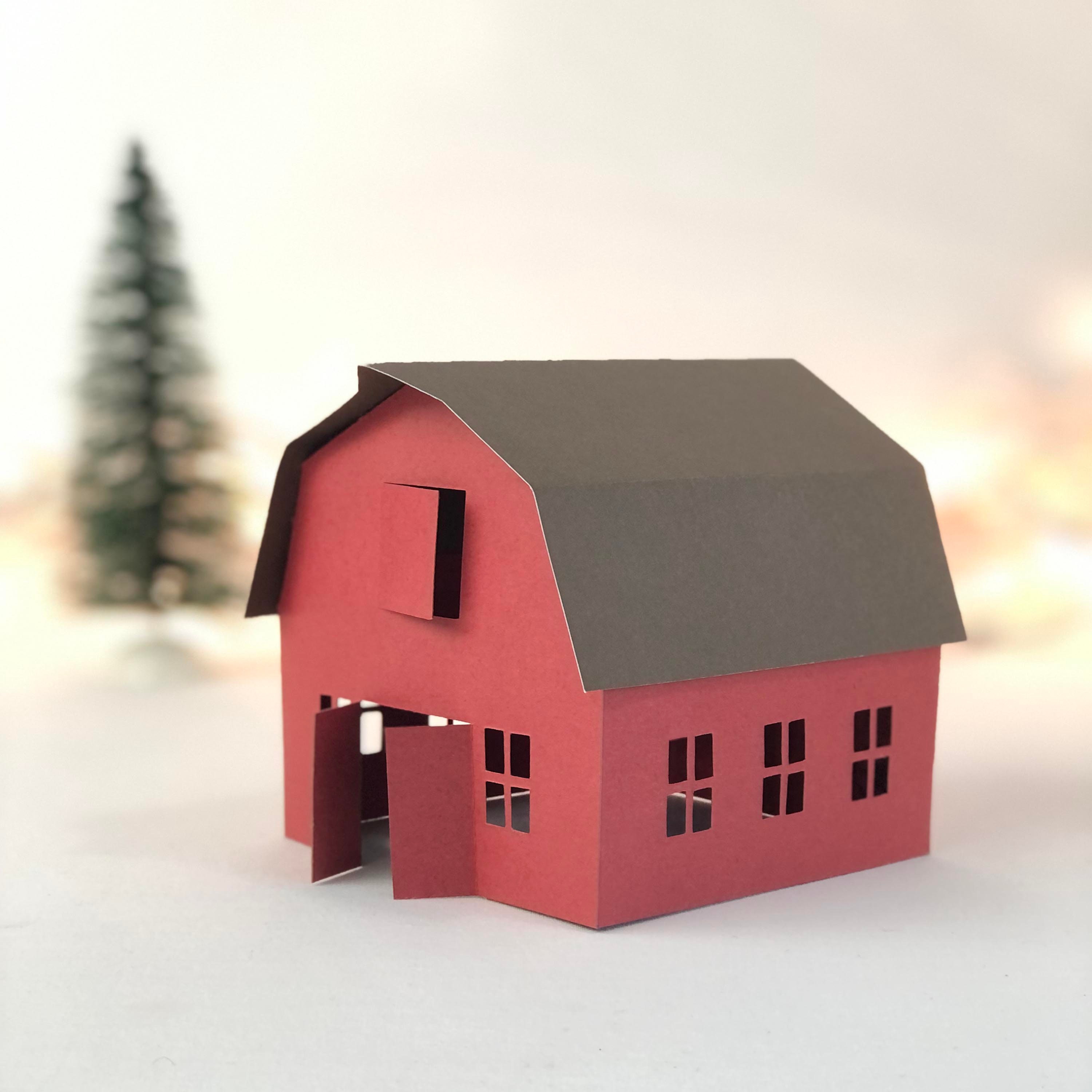 DIY Mini Barn Paper Craft. Printable and SVG Christmas Home - Etsy Canada