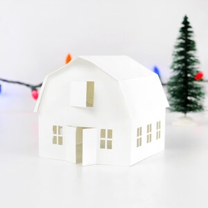 DIY Mini Barn Paper Craft. Printable and SVG Christmas Home Decor ...