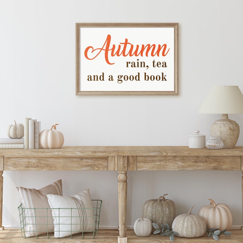 Autumn Rain Tea and a Good Book. Fall Home Decor Printable - Etsy