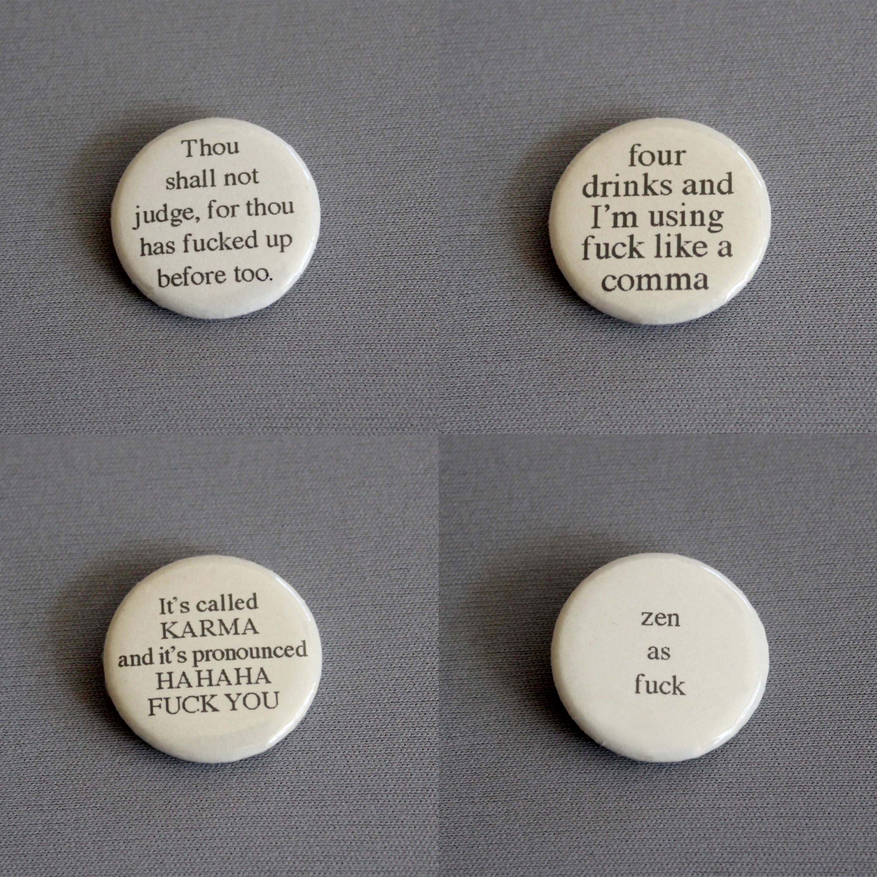 Set of 12 Sweary Sayings on Round 1 Pin Back Buttons | Etsy Canada