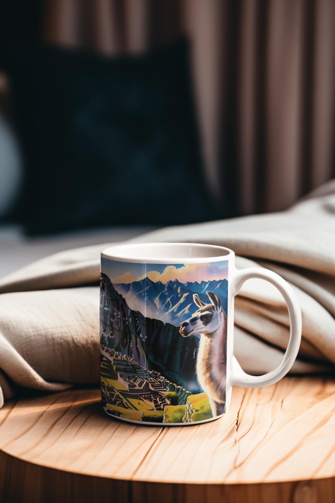 Machu Picchu Sunrise Mug: Peruvian Travel Art, Llama Watercolor Coffee ...