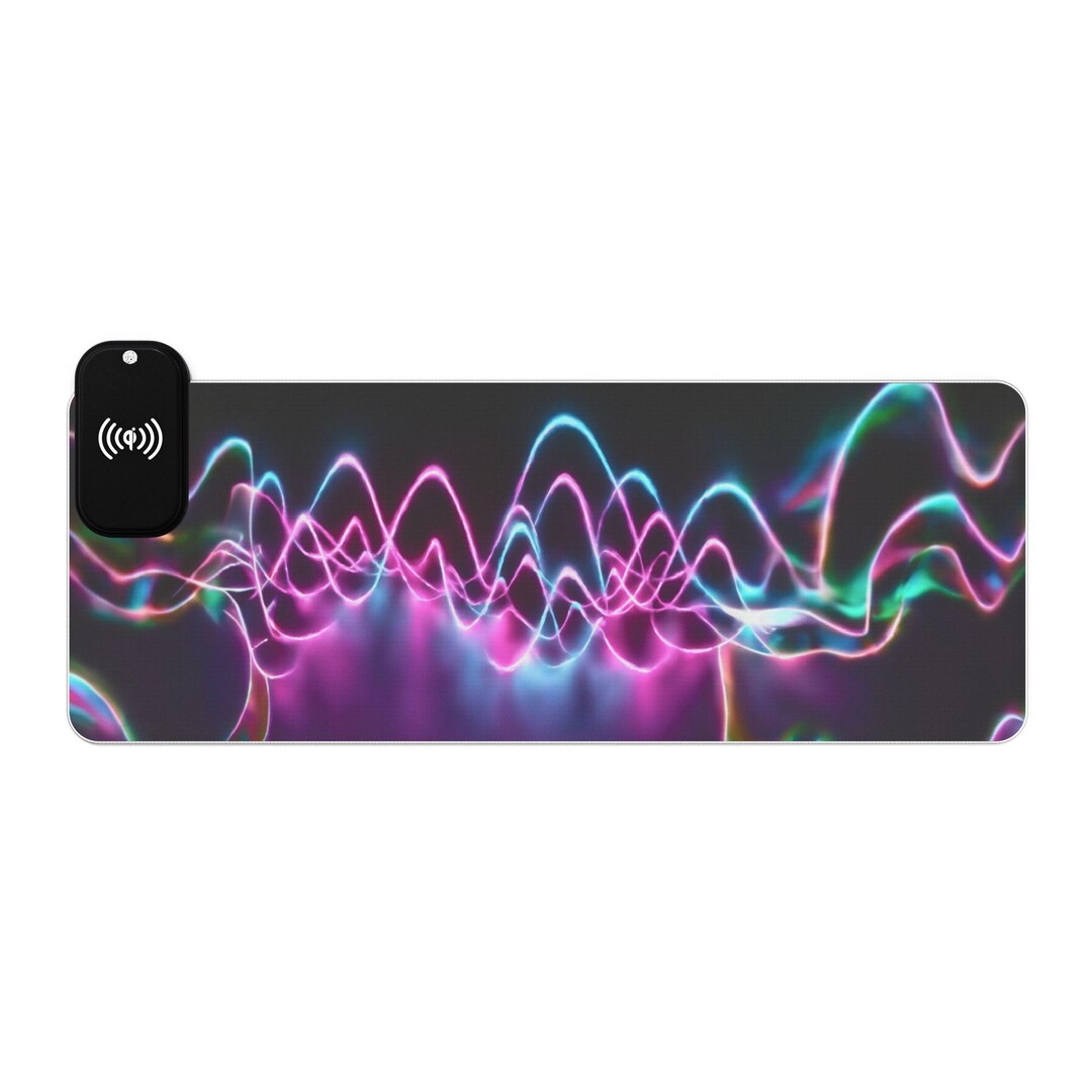 Neon Wave Mouse Pad, LED Gaming Mouse Pad, Wireless Charging, Desk ...
