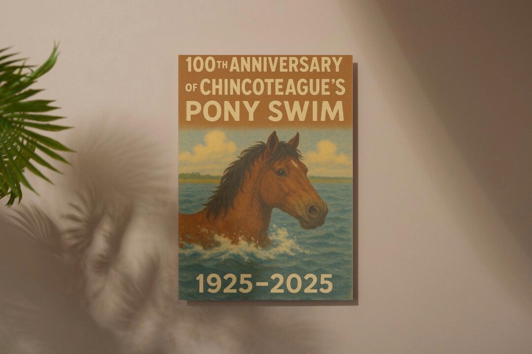 Vintage Pony Swim Wall Art, Chincoteague 100th Anniversary Decor ...