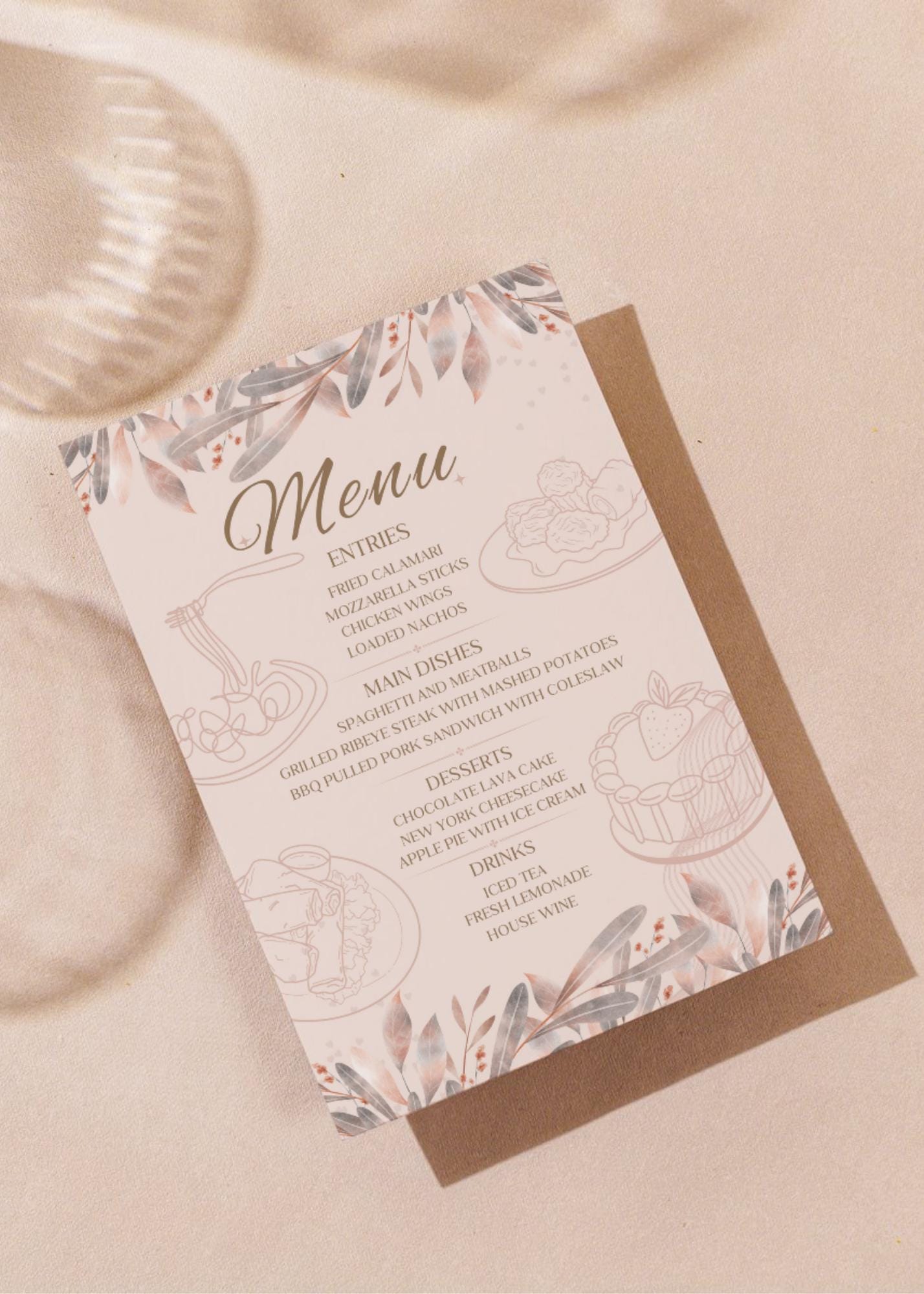Customizable Menu Template - Etsy