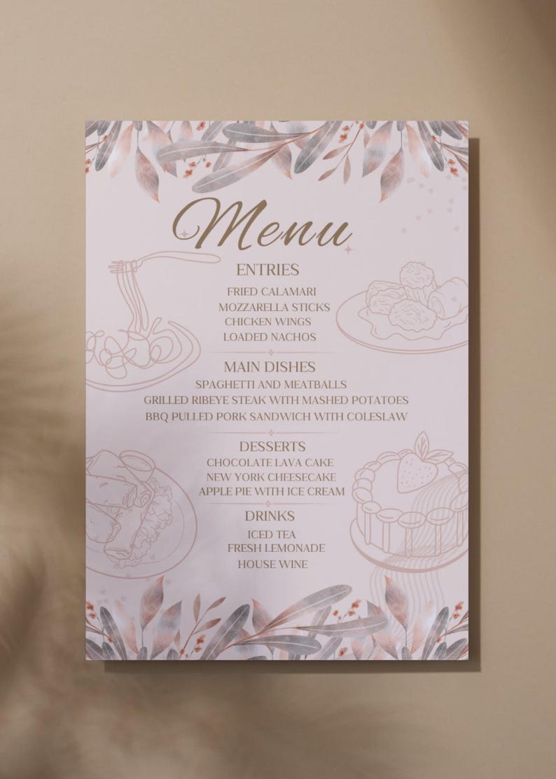 Customizable Menu Template - Etsy
